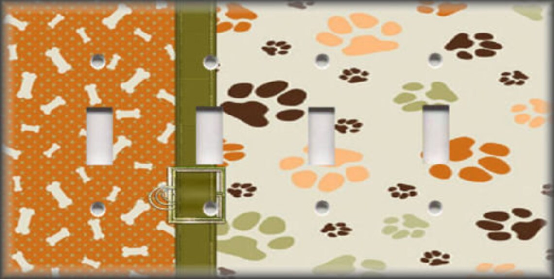 Metal Light Switch Plate Cover Dog Bones And Paws Decor Dog | Etsy