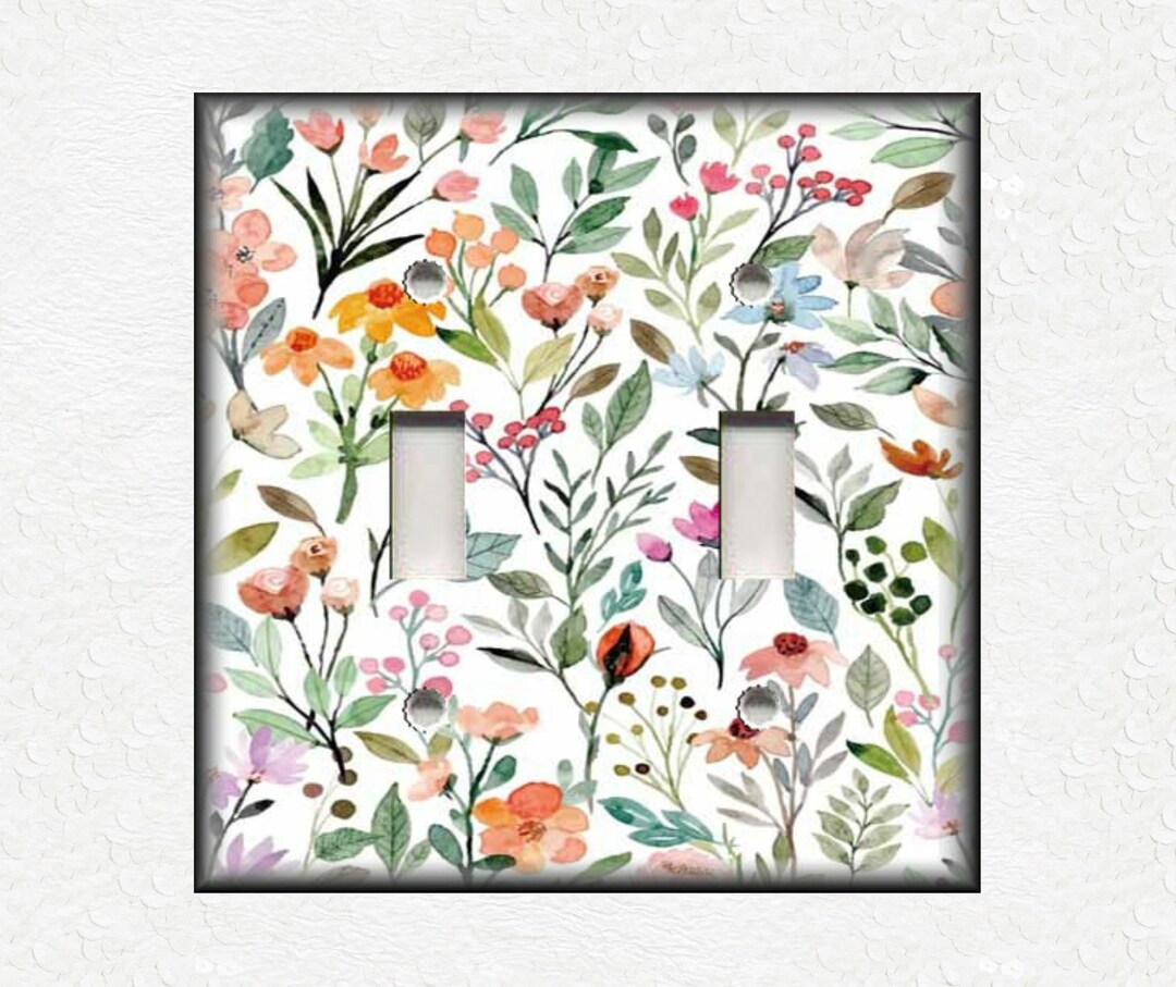 Bright Botanical Floral Leaves Design Switch Plate Cover - Decorative ...