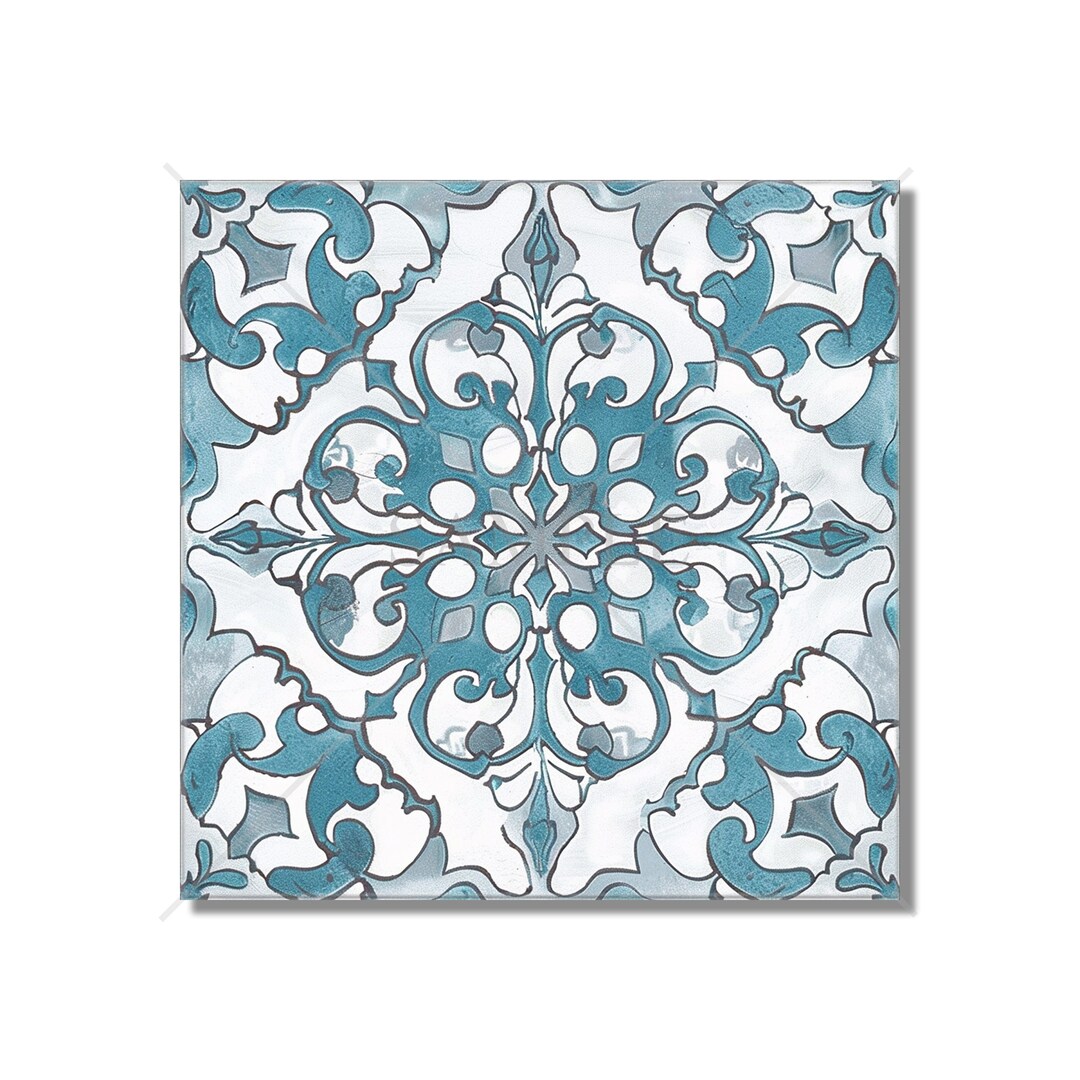 Vintage Moroccan Tile Design Blue Grey White Backsplash Tile Kitchen ...