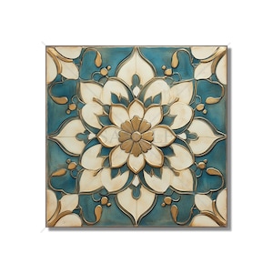 Teal Vintage Design Ceramic Tile Kitchen Backsplash Tile - Bathroom ...