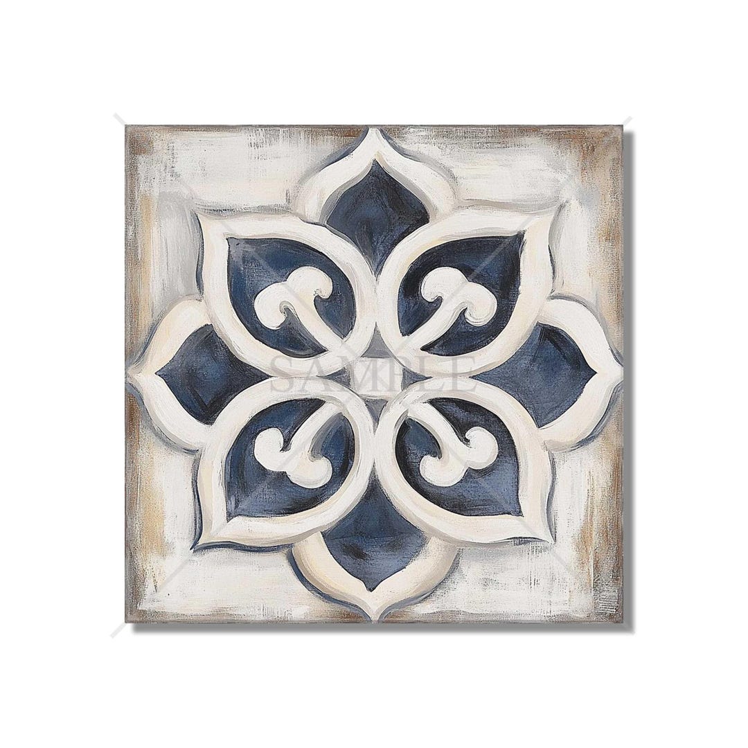 Blue Gray Beige Ceramic Tile - Vintage Aged Design Tile Backsplash ...