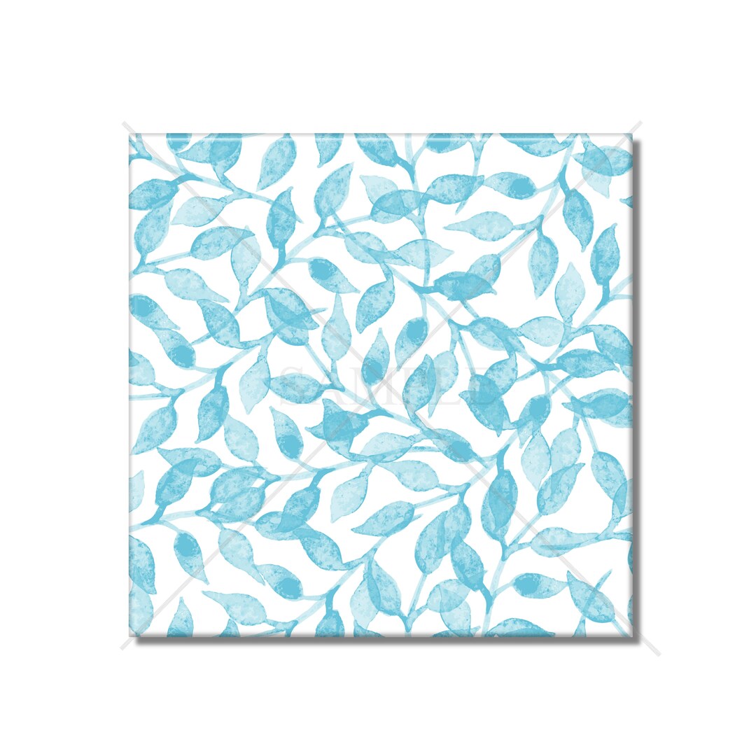 Blue Leaves Ceramic Tile - Leaf Design Tile - Kitchen Backsplash Tile ...