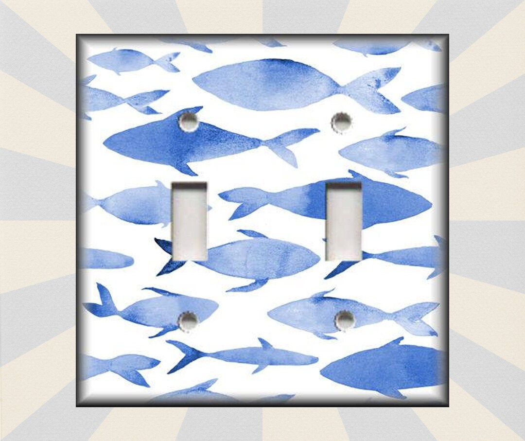 Beach Switch Plates Outlet Covers - Watercolor Fish Art Blue Fish Art ...