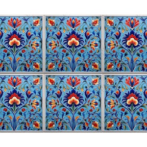 Blue and Red Ceramic Tile Turkish Design Kitchen Backsplash Tile ...
