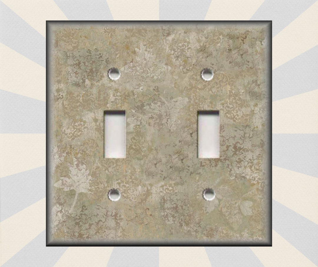 Stone Pattern Rustic Decor Stone With Leaves - Metal Switch Plate ...