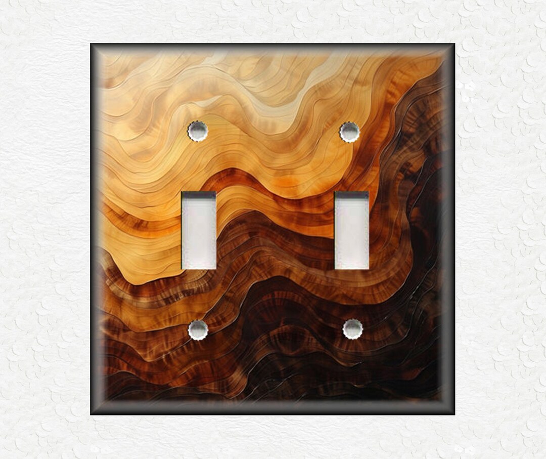 Ombre Layered Wood Art Design Metal Light Switch Plate Covers and ...