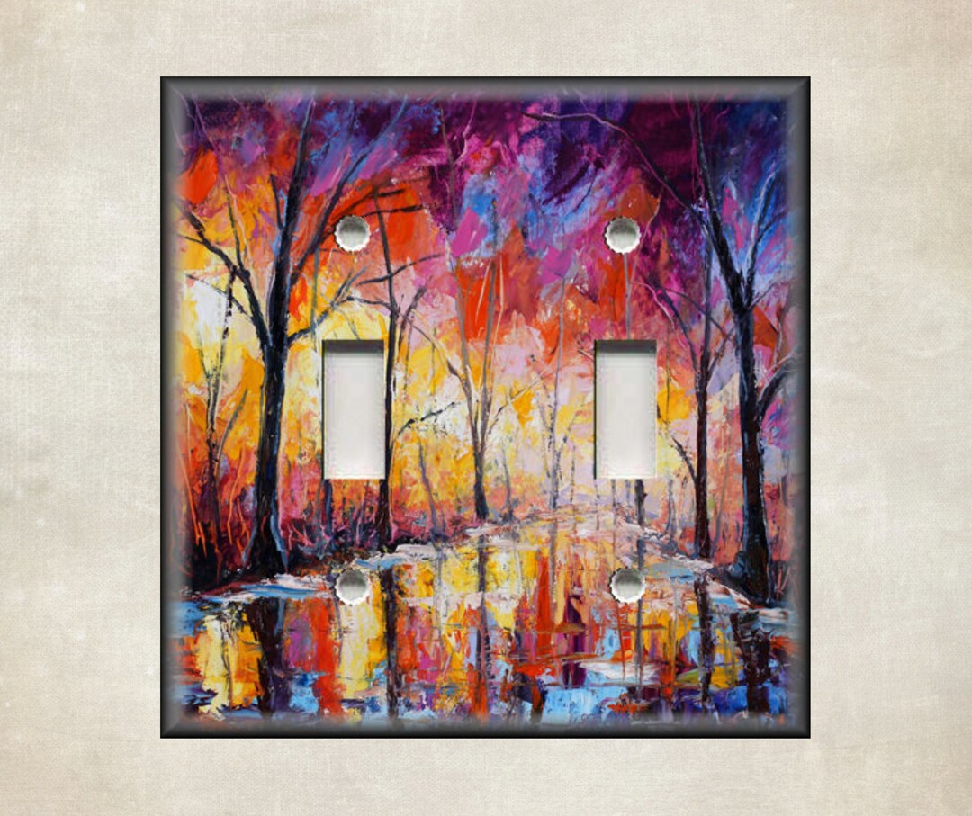 Tree Art Decor Art Abstract Art Multi Colored Metal Switch Plate Covers ...