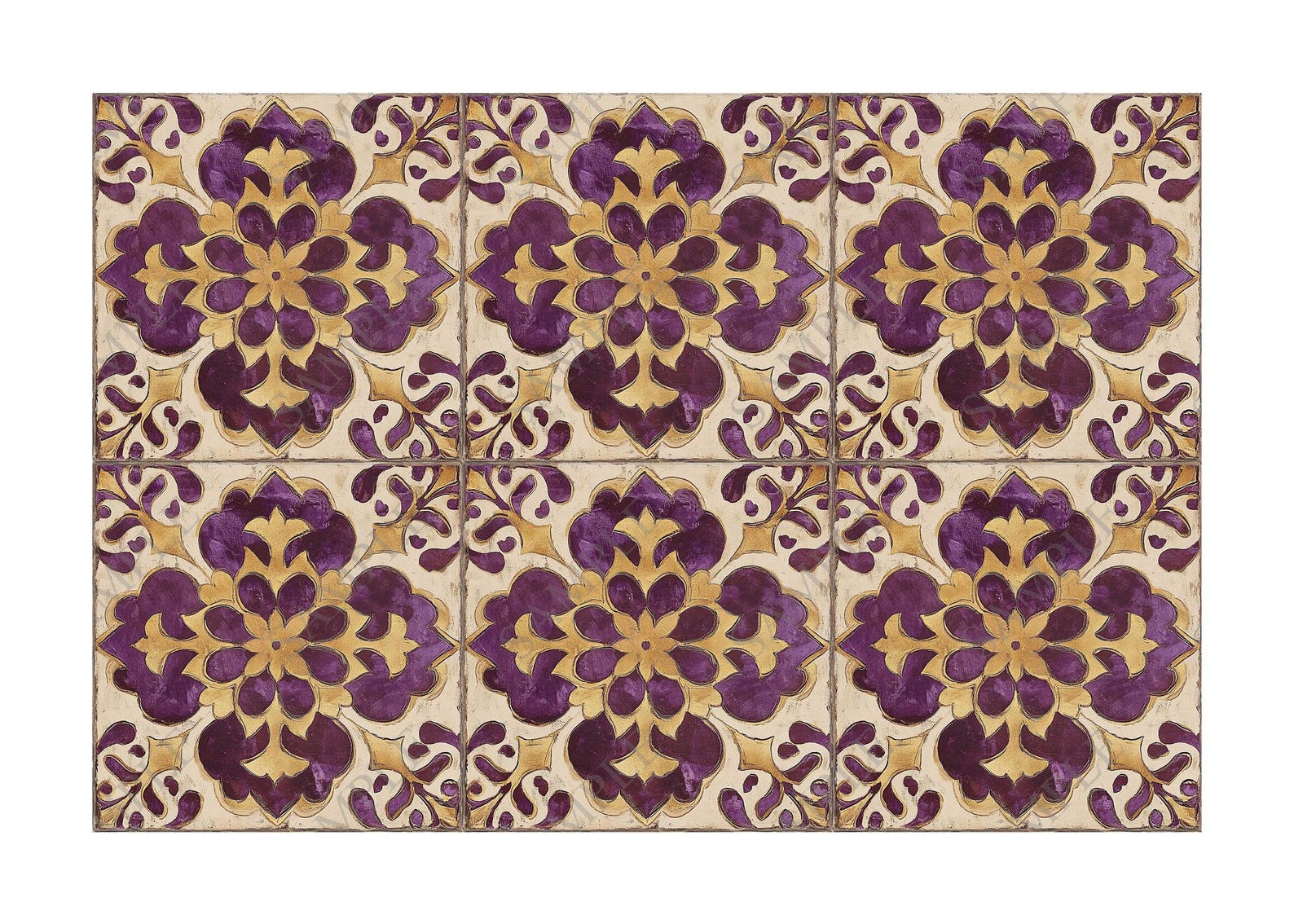 Purple Antique White Ceramic Tile Purple Patterned Unique Kitchen ...