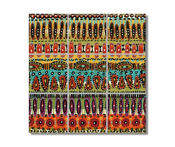Ceramic Tile Mural Tile Mural Tribal Art Design Tile Mural | Etsy