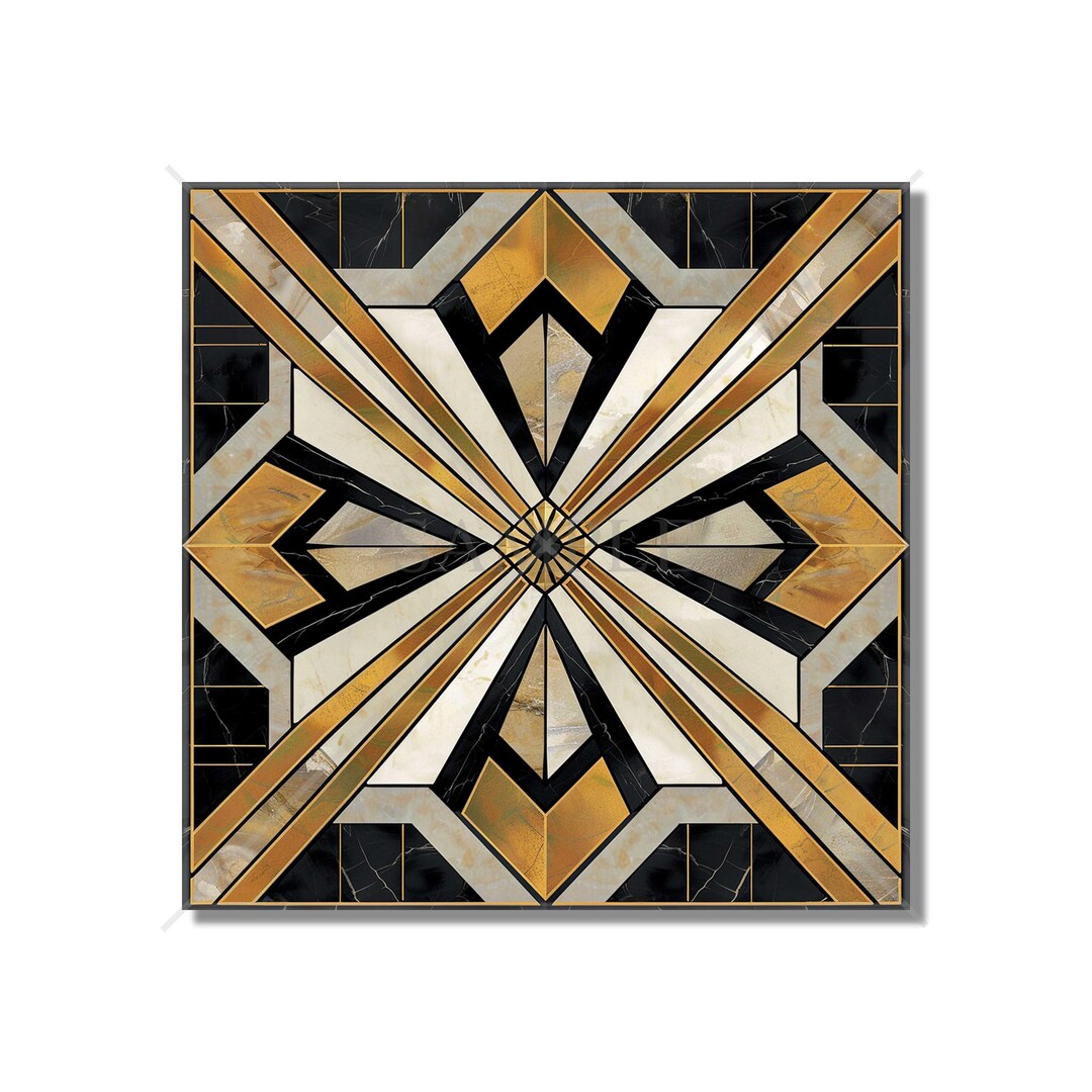 Art Deco Design Ceramic Tile Black and Gold Tones Art Deco Kitchen ...