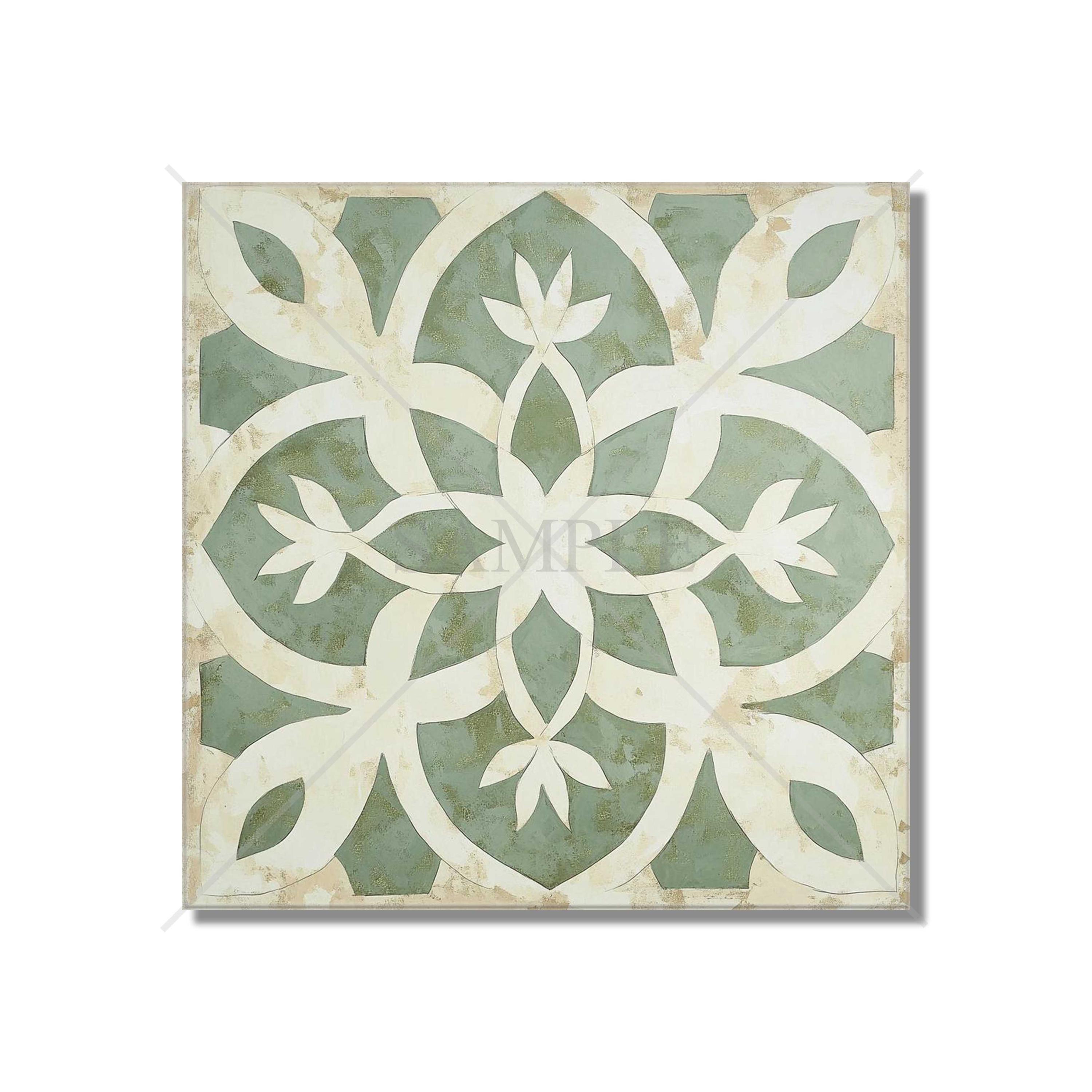 Sage Green Patterned Ceramic Tile - Green Kitchen Backsplash - Unique ...