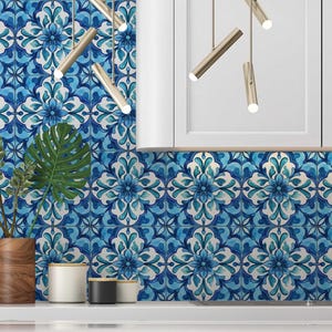 Patterned Blue Ceramic Tile Blue Kitchen Backsplash Tile Unique Ceramic ...