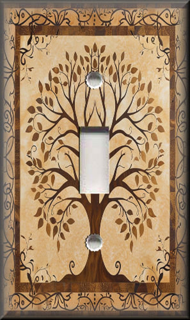 Tree of Life Wood Design - Metal Switch Plate Covers and Outlet Covers ...