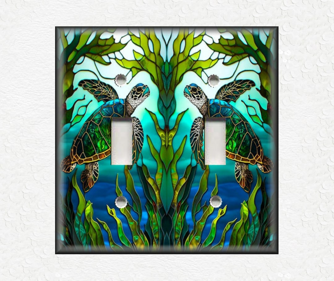 Stained Glass Turtle Design Switch Plate Covers - Sea Turtle Switch ...