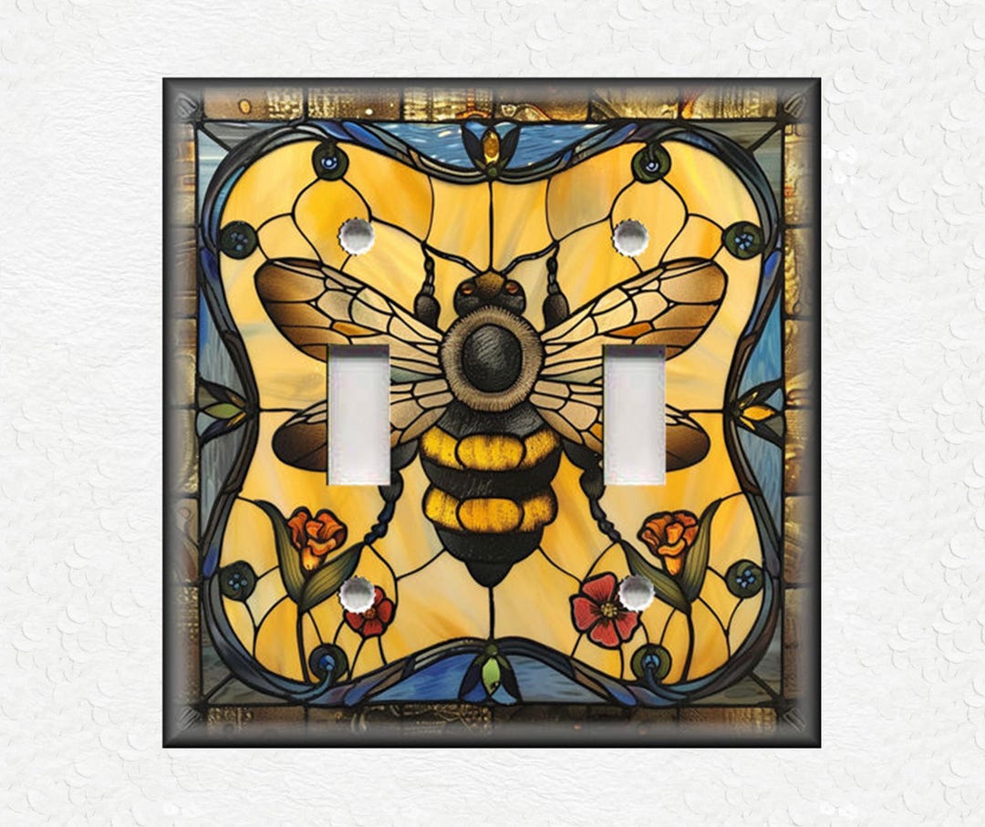 Stained Glass Bee Design Home Decor Metal Light Switch Plate Covers ...