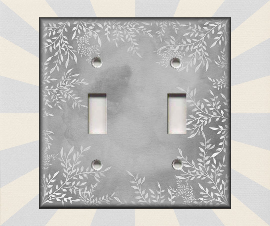 Metal Light Switch Plate Cover Watercolor Art Decor White Floral Framed ...