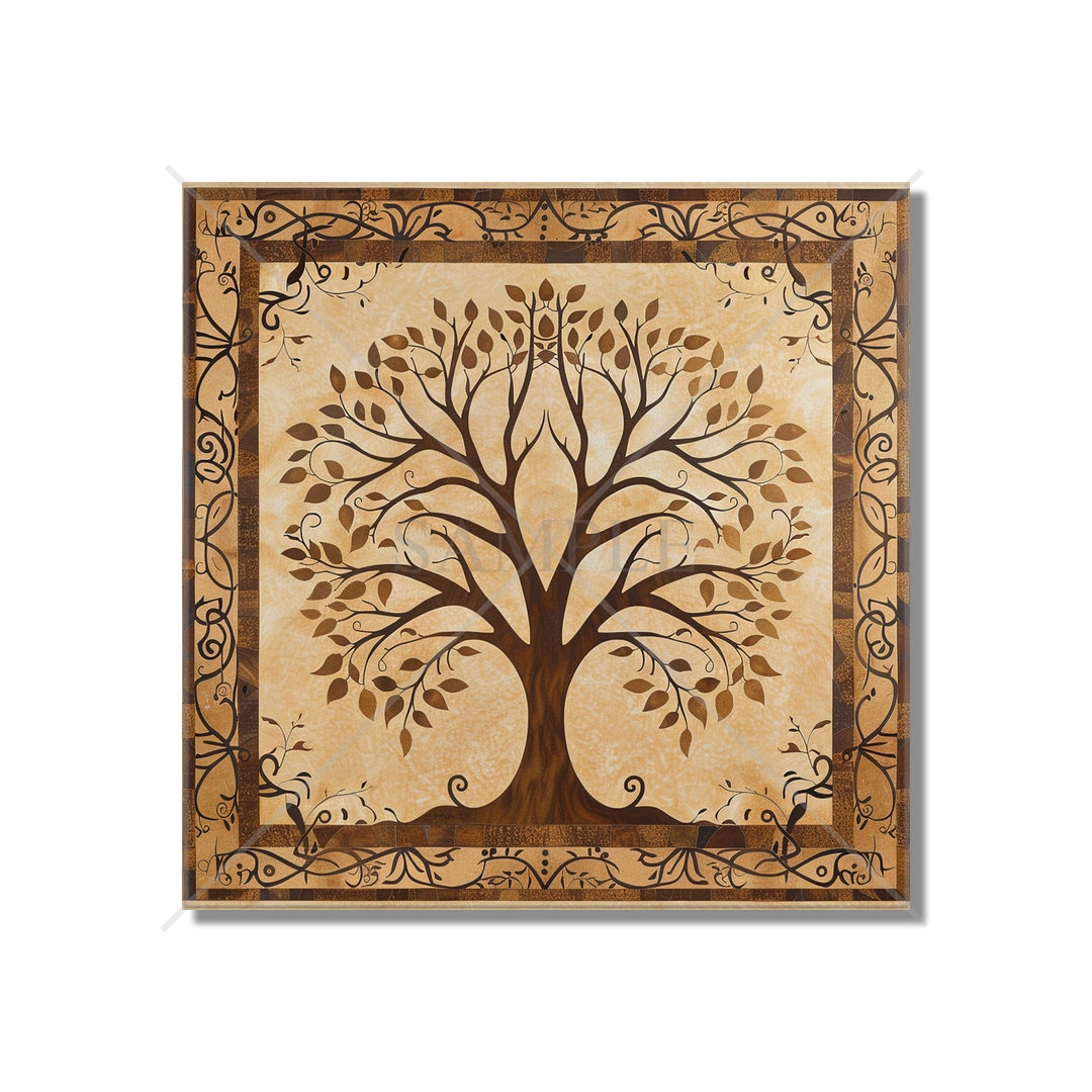 Tree of Life Design Ceramic Tile Neutral Kitchen Backsplash Tree Design ...