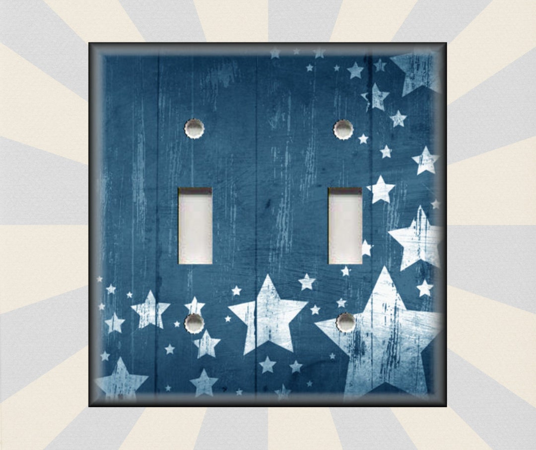 Dark Blue Country Star Decor Farmhouse Decor Metal Light Switch Plates ...