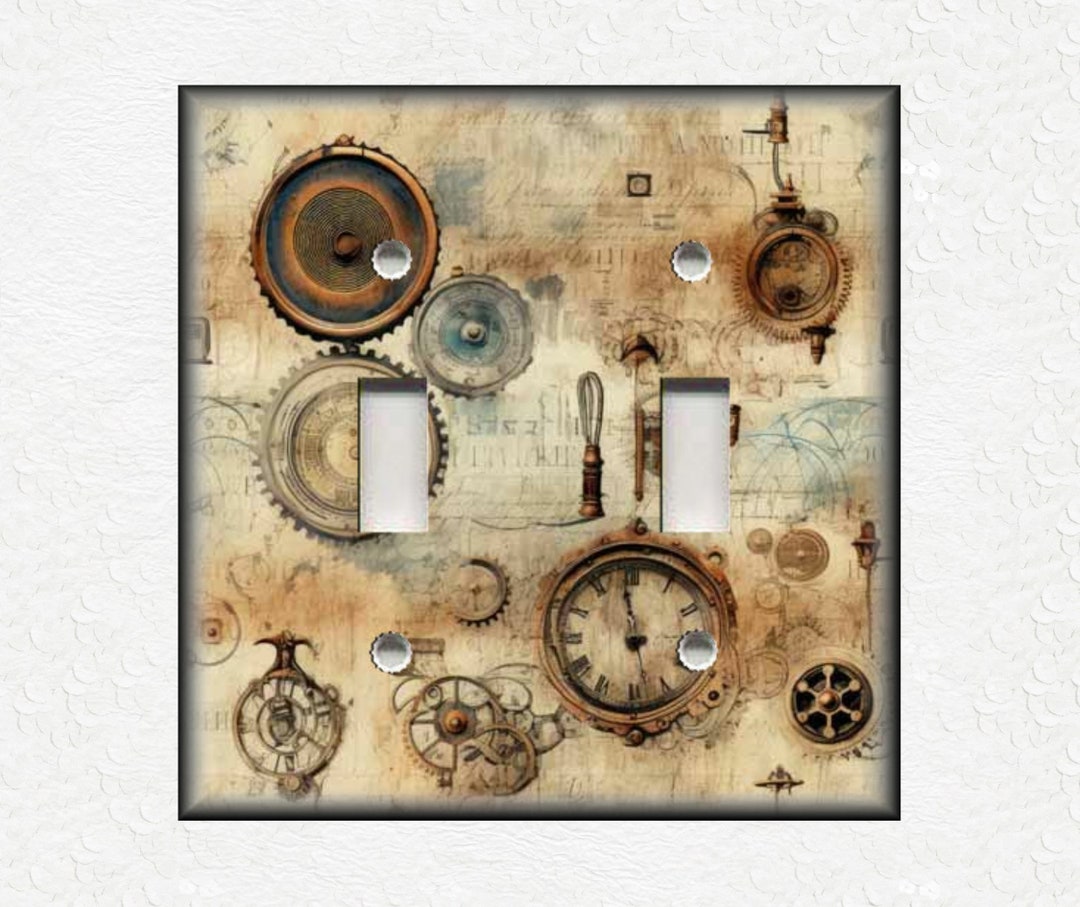 Steampunk Design Metal Light Switch Covers and Outlet Covers Vintage ...