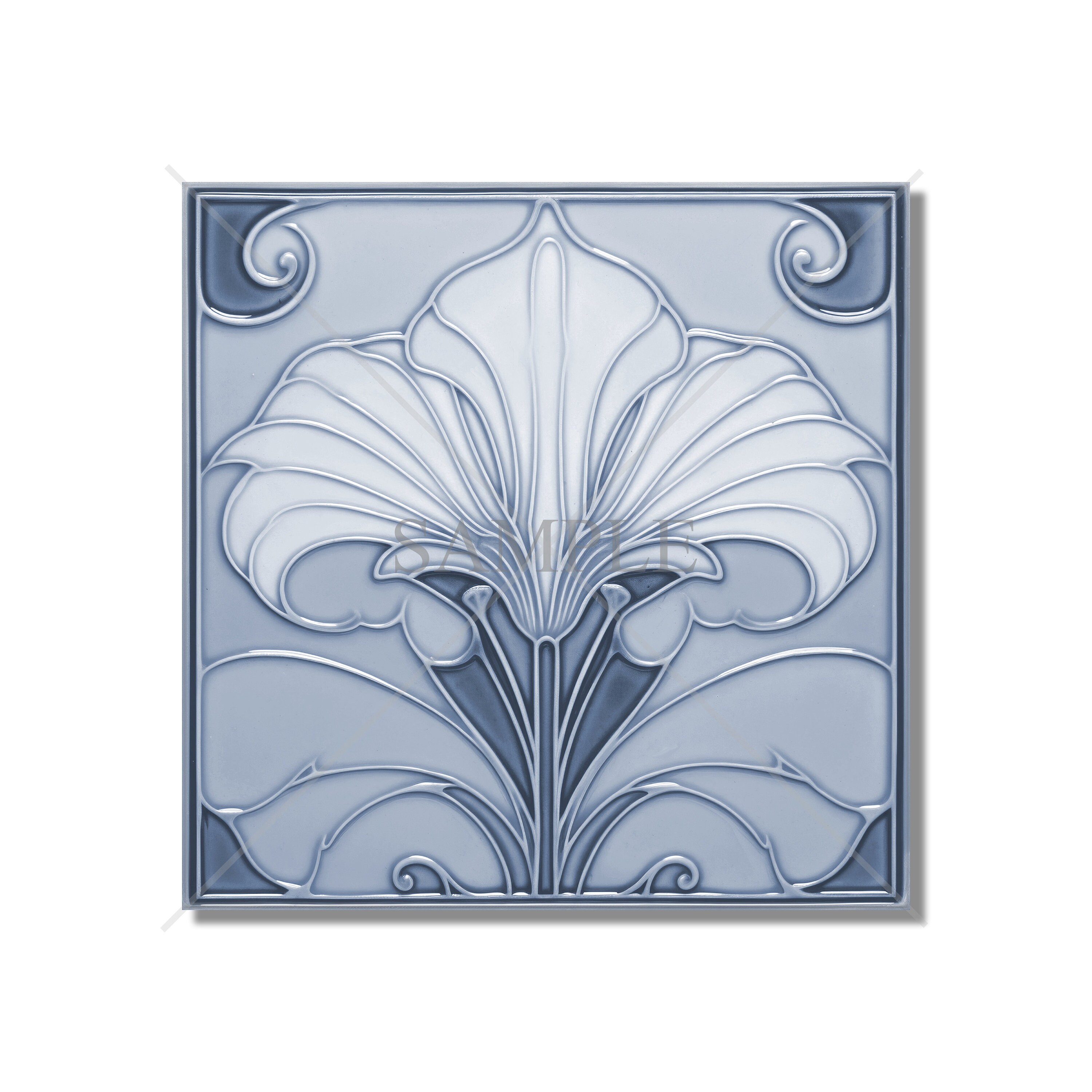 Ceramic Tile Kitchen Backsplash Tile Blue Grey Tile Vintage Art Nouveau ...