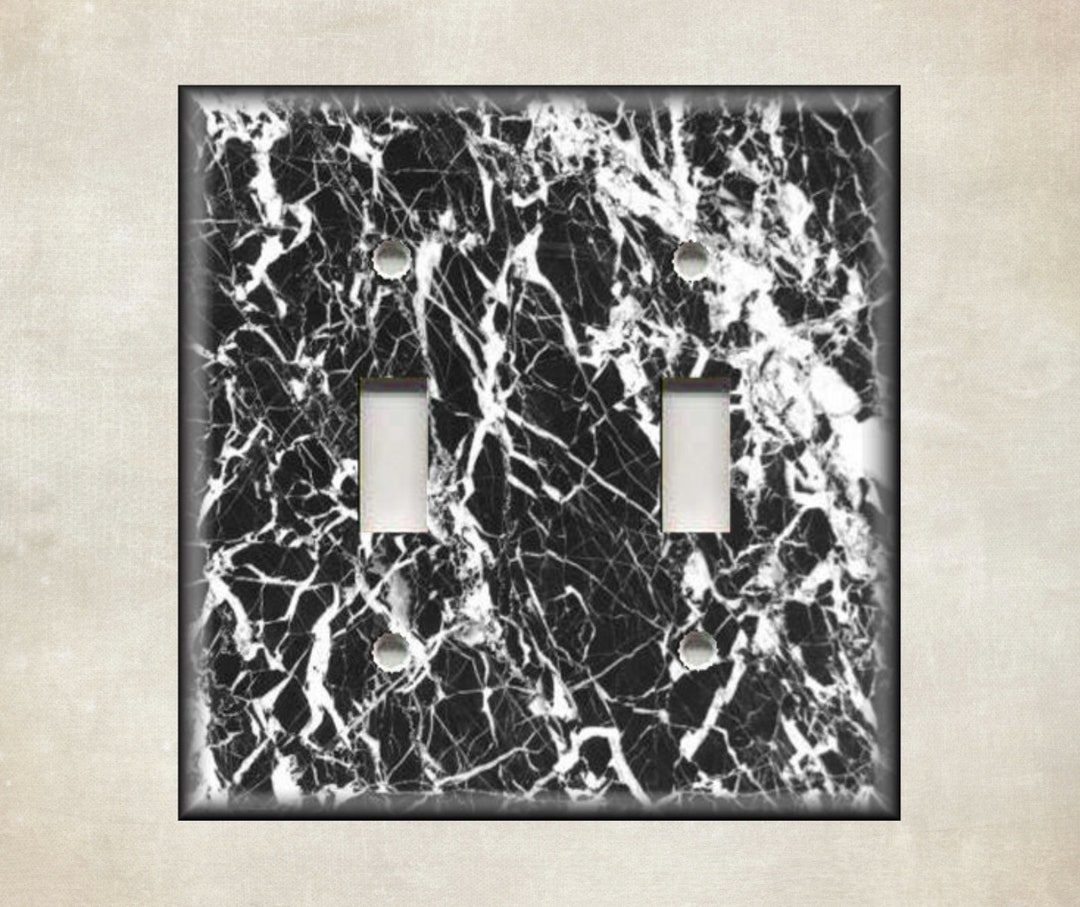 Black and White Marble Design Switch Plate - Metal Light Switch Covers ...