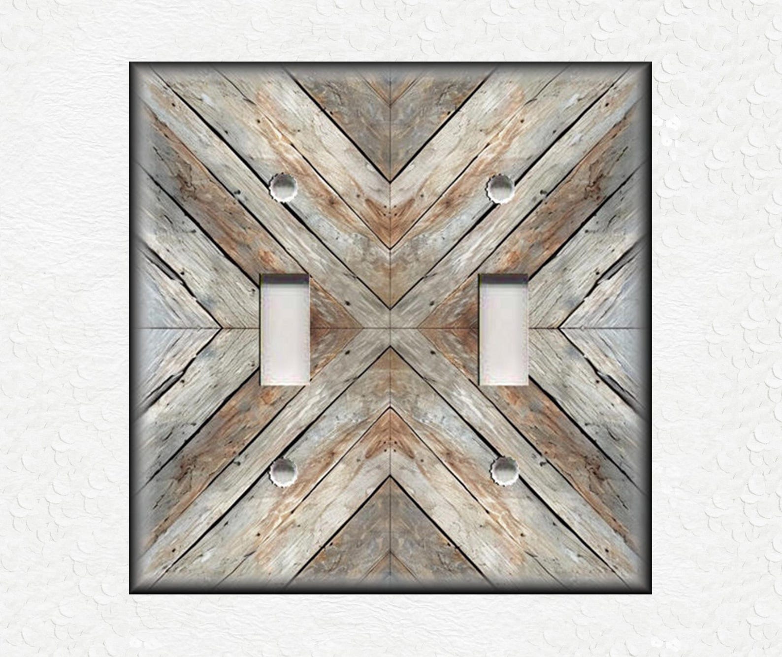 Farmhouse Decor Rustic Wood Design Switch Plates Metal Switch Plate ...