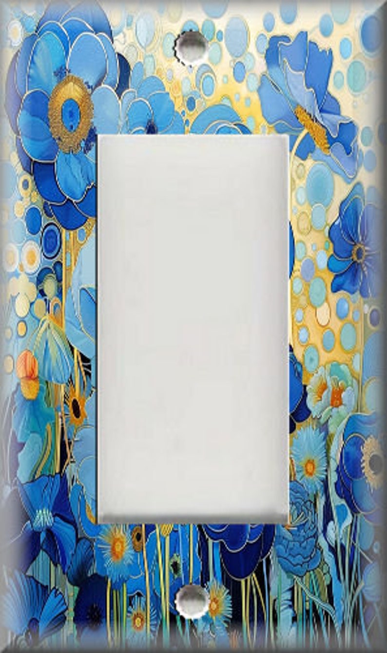 Blue Floral Art Switch Plate Covers and Outlet Covers - Art Nouveau ...