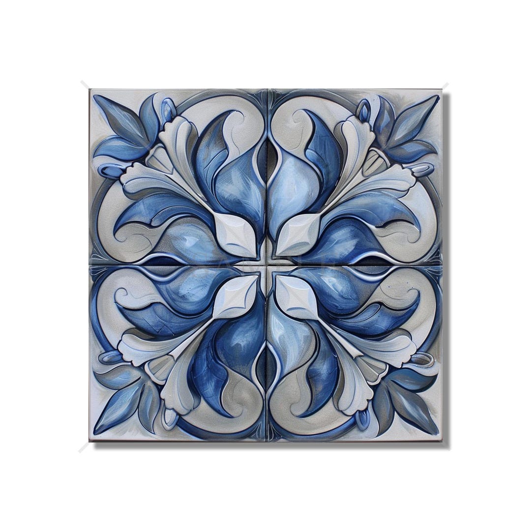 Blue Gray Ceramic Tile - Vintage Moroccan Tile Design - Kitchen ...