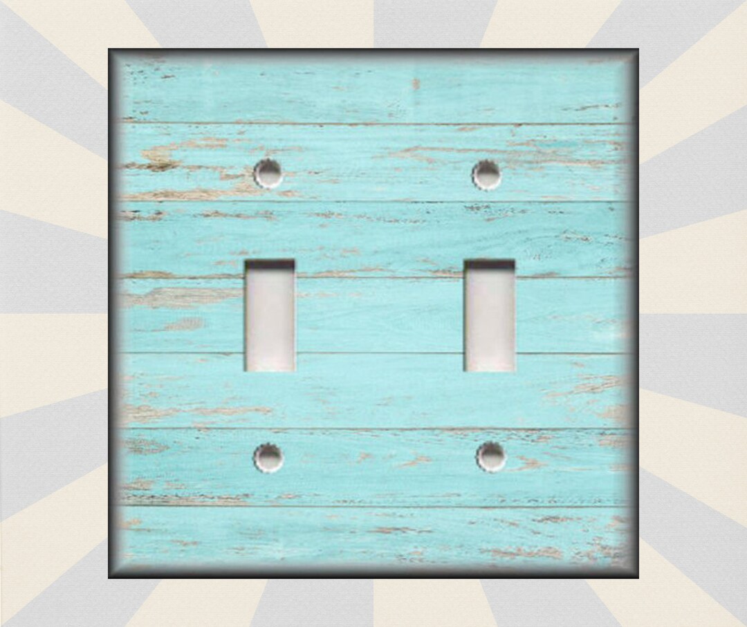 Beach Wood Design Blue Beach Switch Plate - Metal Light Switch Plate ...