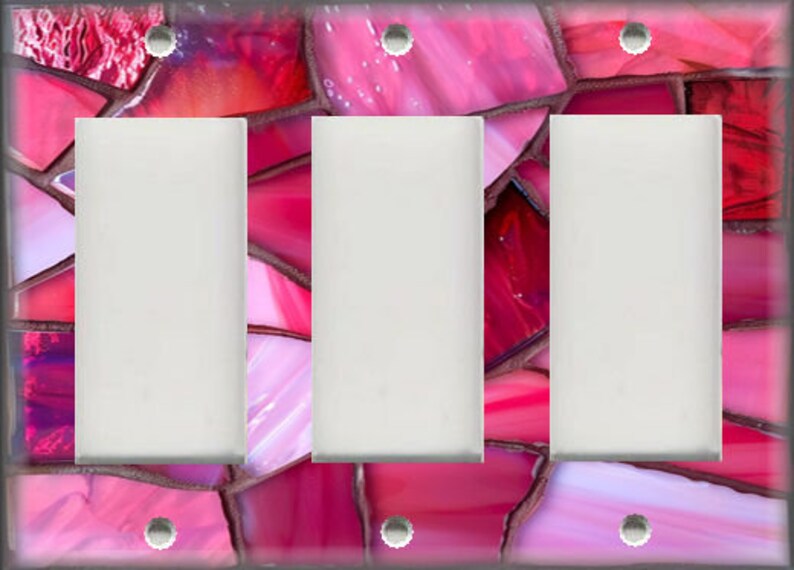 Pink Stained Glass Mosaic Design - Metal Switch Plate Covers and Outlet ...