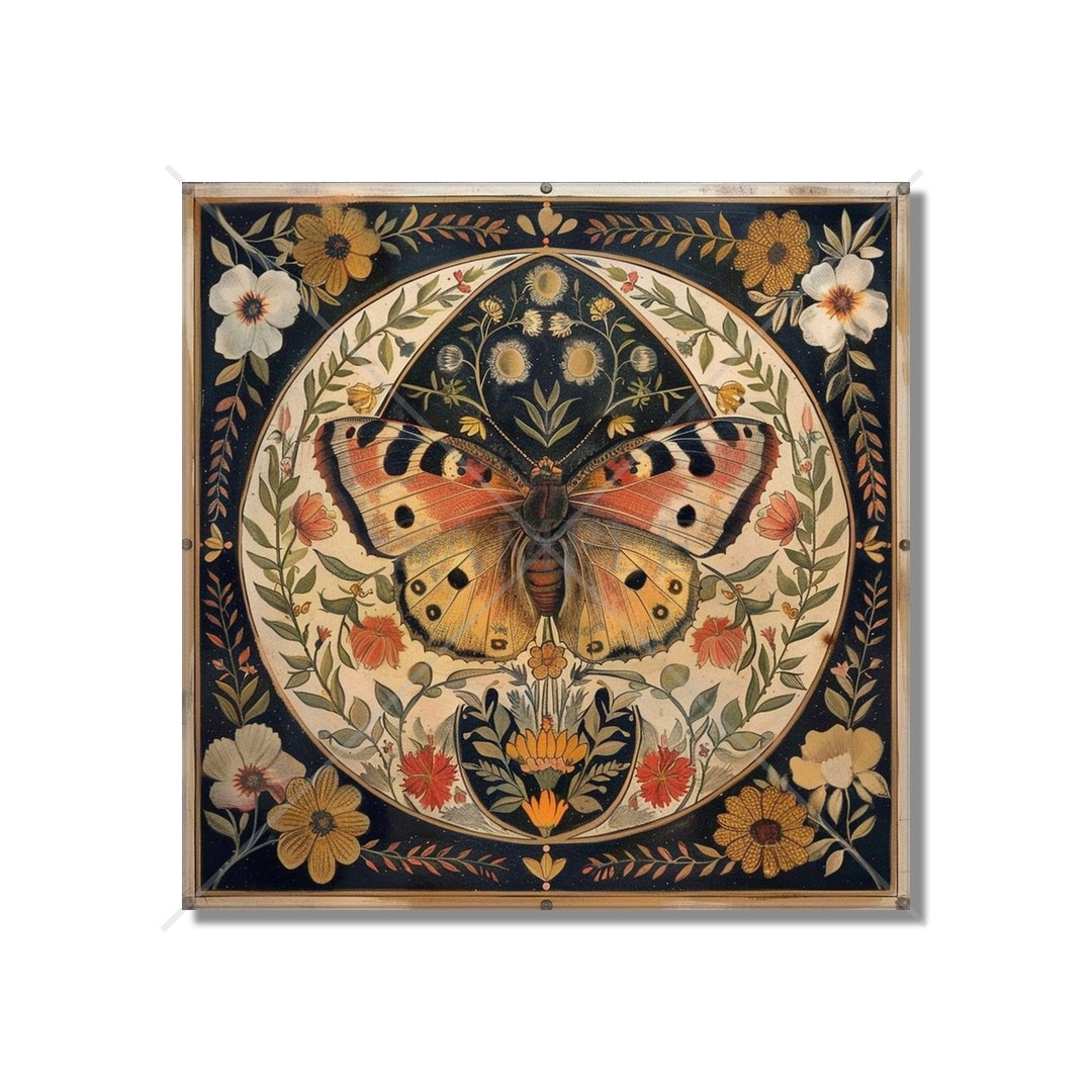 Vintage Botanical Butterfly Design Ceramic Tile - Kitchen Backsplash ...