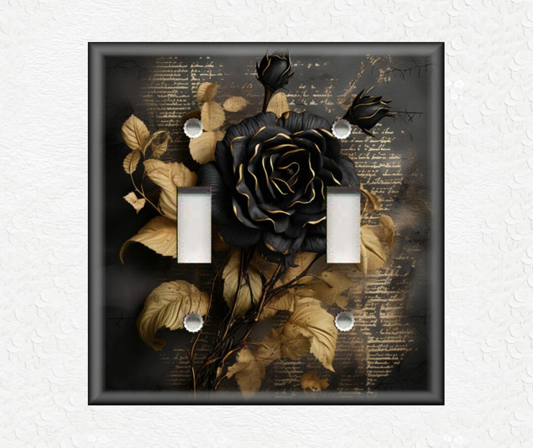 Gothic Design Light Switch Covers and Outlet Covers - Black Rose Design ...