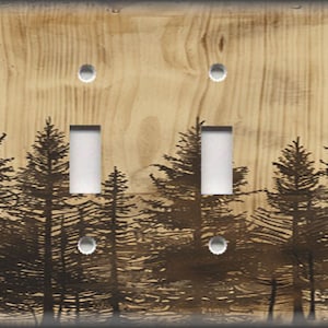 Pine Tree Forest Rustic Wood Design - Metal Switch Plate Covers and ...