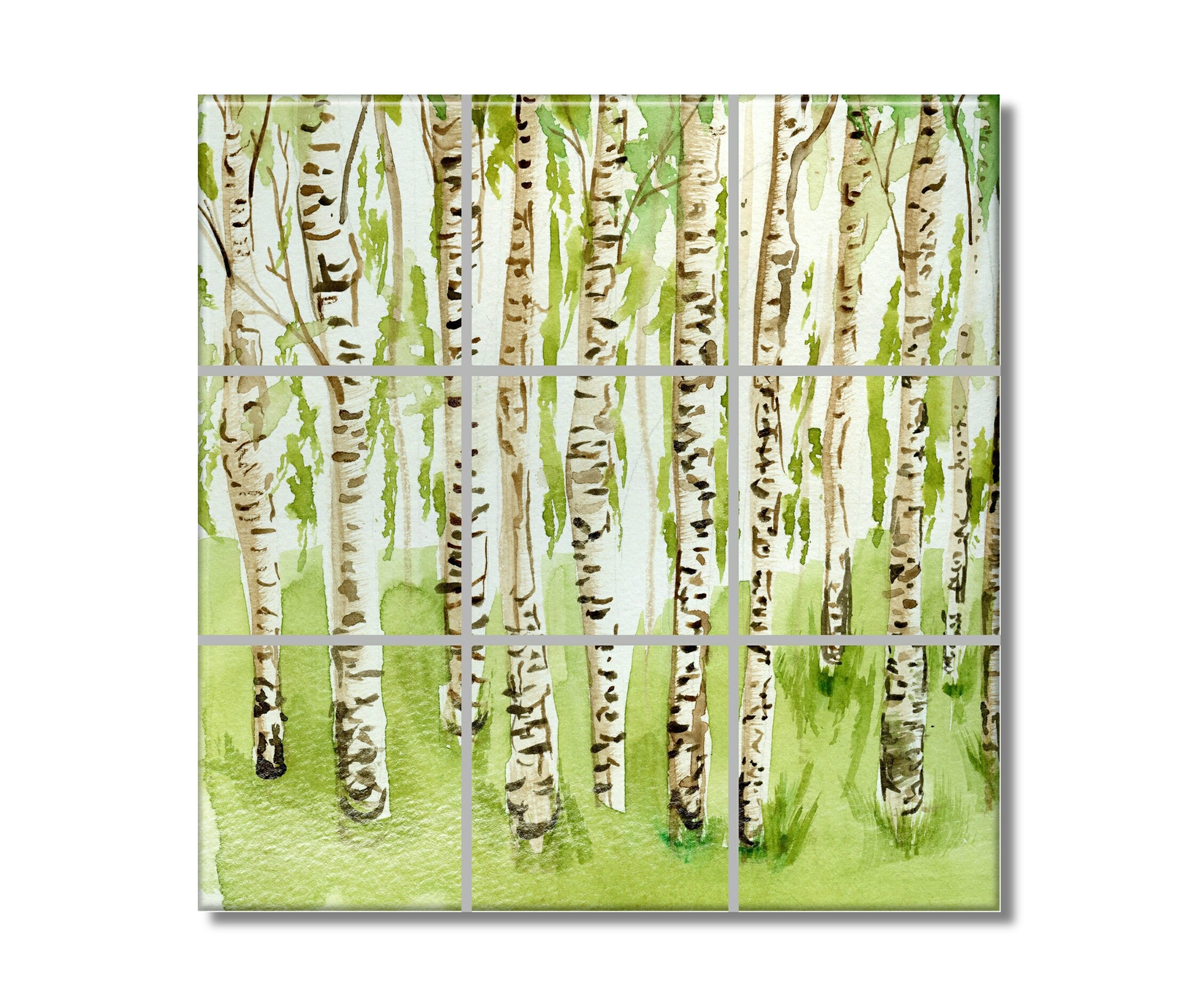 Ceramic Tile Mural Tile Mural Birch Trees Art Design Tile | Etsy