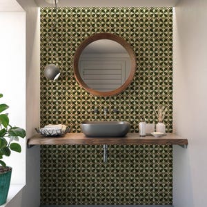 Green Rust Cream Backsplash Tile Vintage Moroccan Tile Design Kitchen ...