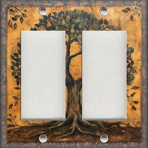 Rustic Wood Tree Design - Metal Switch Plate Covers and Outlet Covers ...