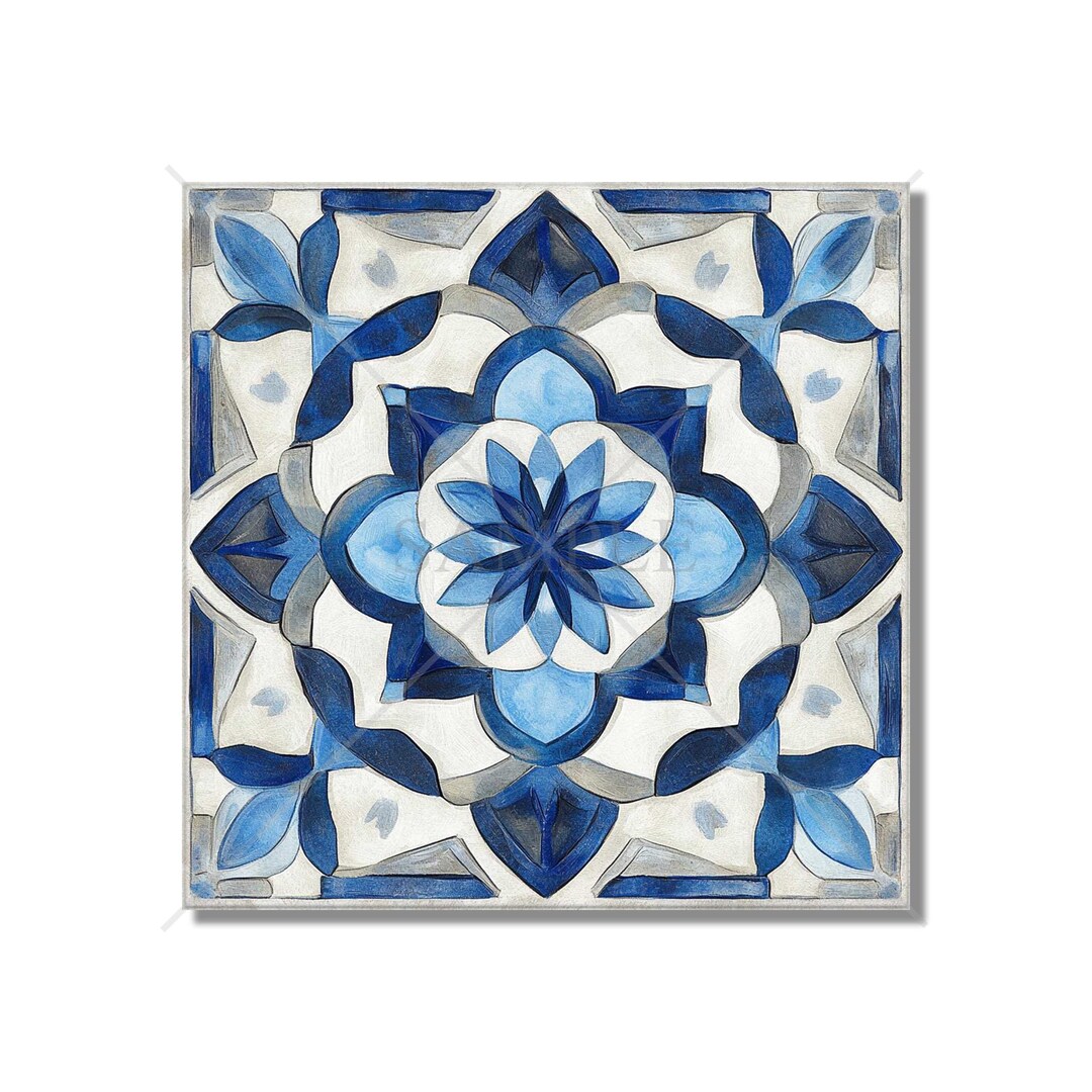 Blue Grey Ceramic Tile - Patterned Tile Backsplash - Blue Kitchen Tile ...