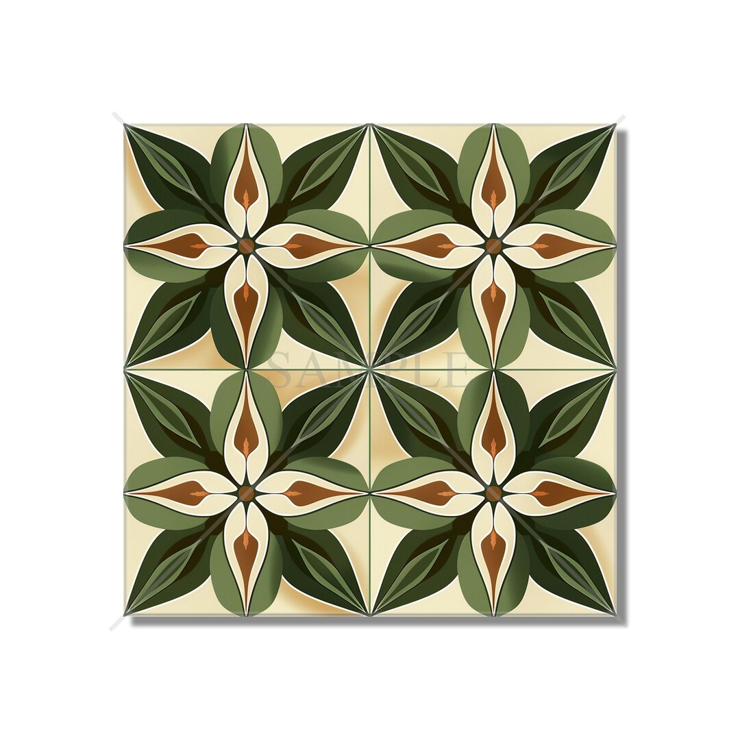 Green Rust Cream Backsplash Tile Vintage Moroccan Tile Design Kitchen ...