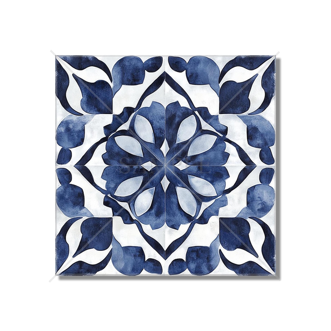 Navy Blue Ceramic Tile - Vintage Moroccan Tile Design - Kitchen ...