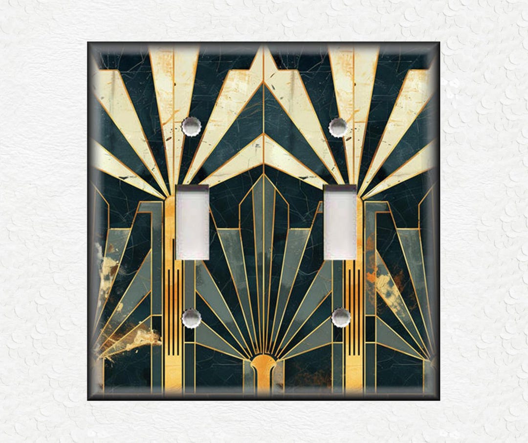 Vintage Art Deco Design Metal Light Switch Plate Covers and Outlet ...