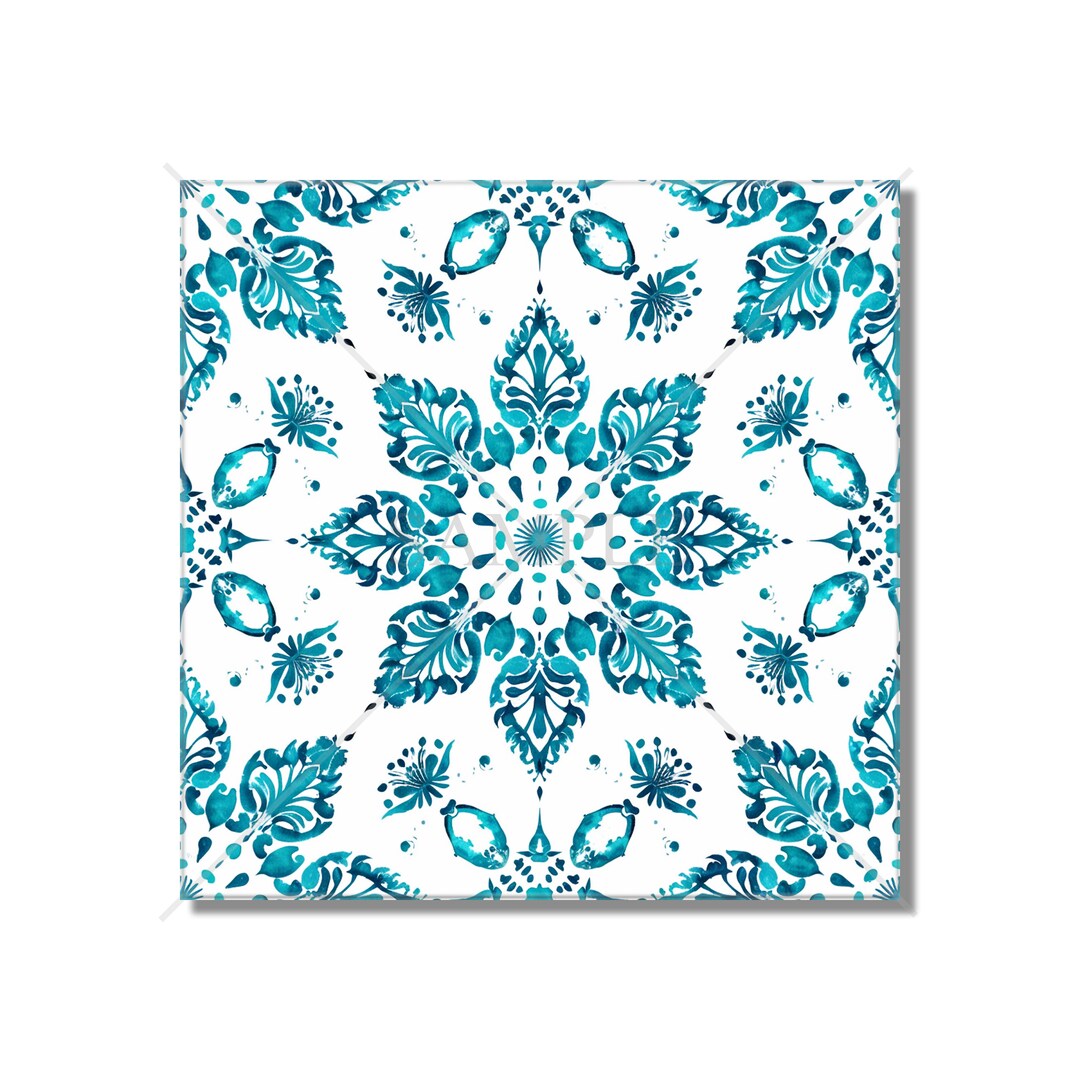 Turquoise Blue and White Ceramic Tile - Blue Kitchen Backsplash ...