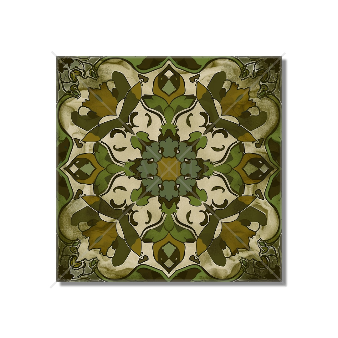 Green Tones Moroccan Ceramic Tile Design - Green Kitchen Backsplash ...