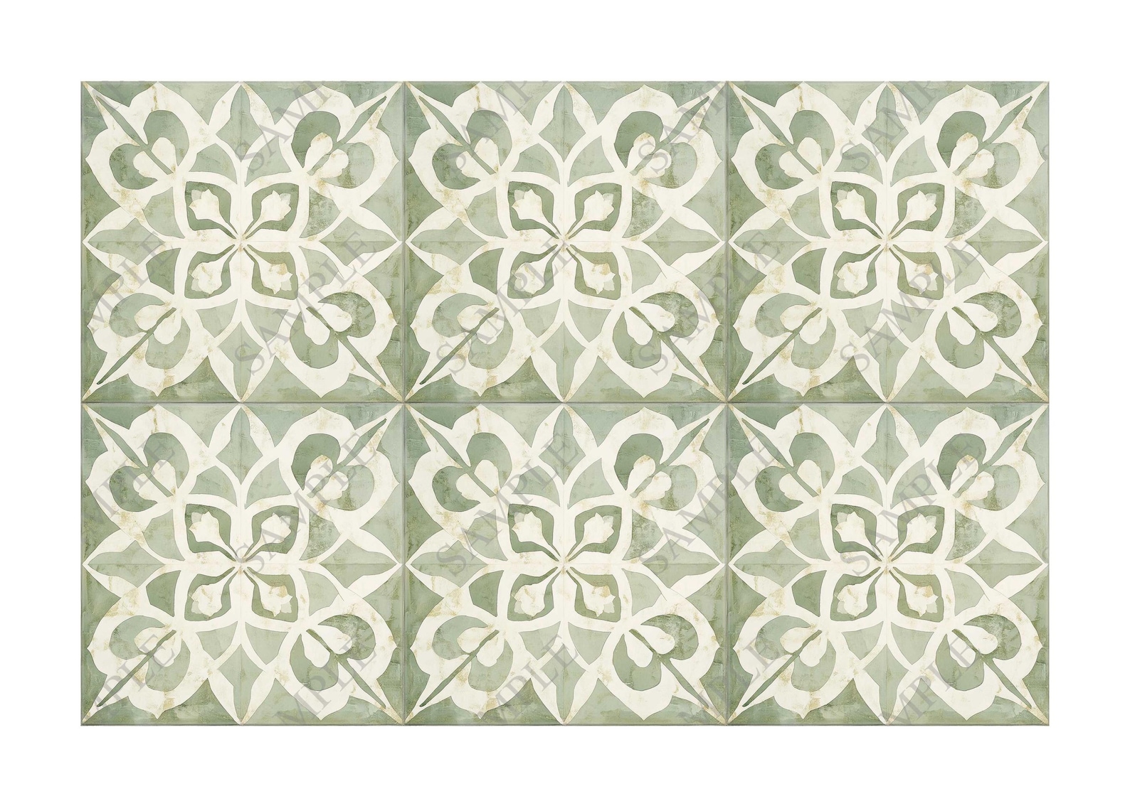 Sage Green Patterned Ceramic Tile - Green Kitchen Backsplash - Unique ...
