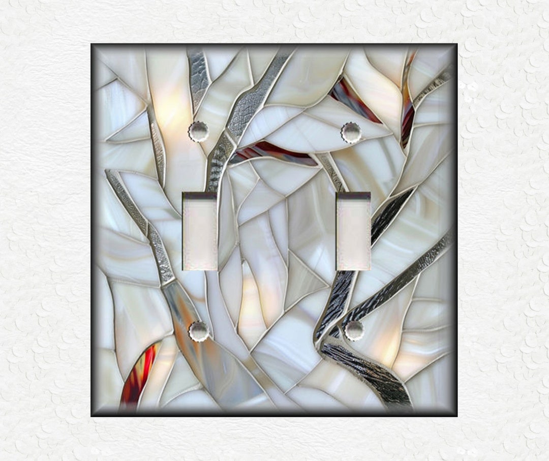 Multi Colored Stained Glass Mosaic Design Metal Switch Plate Covers and ...