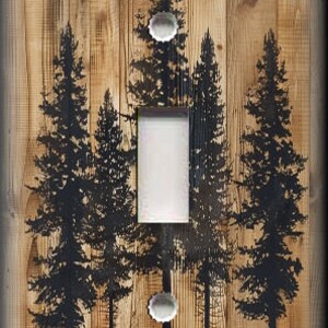 Pine Tree Forest Rustic Wood Design Metal Switch Plate Covers and ...