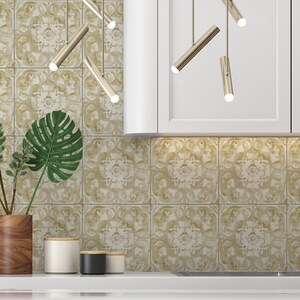 Tan and Cream Ceramic Tile - Backsplash Tile Decorative Tan Tile - Tan ...