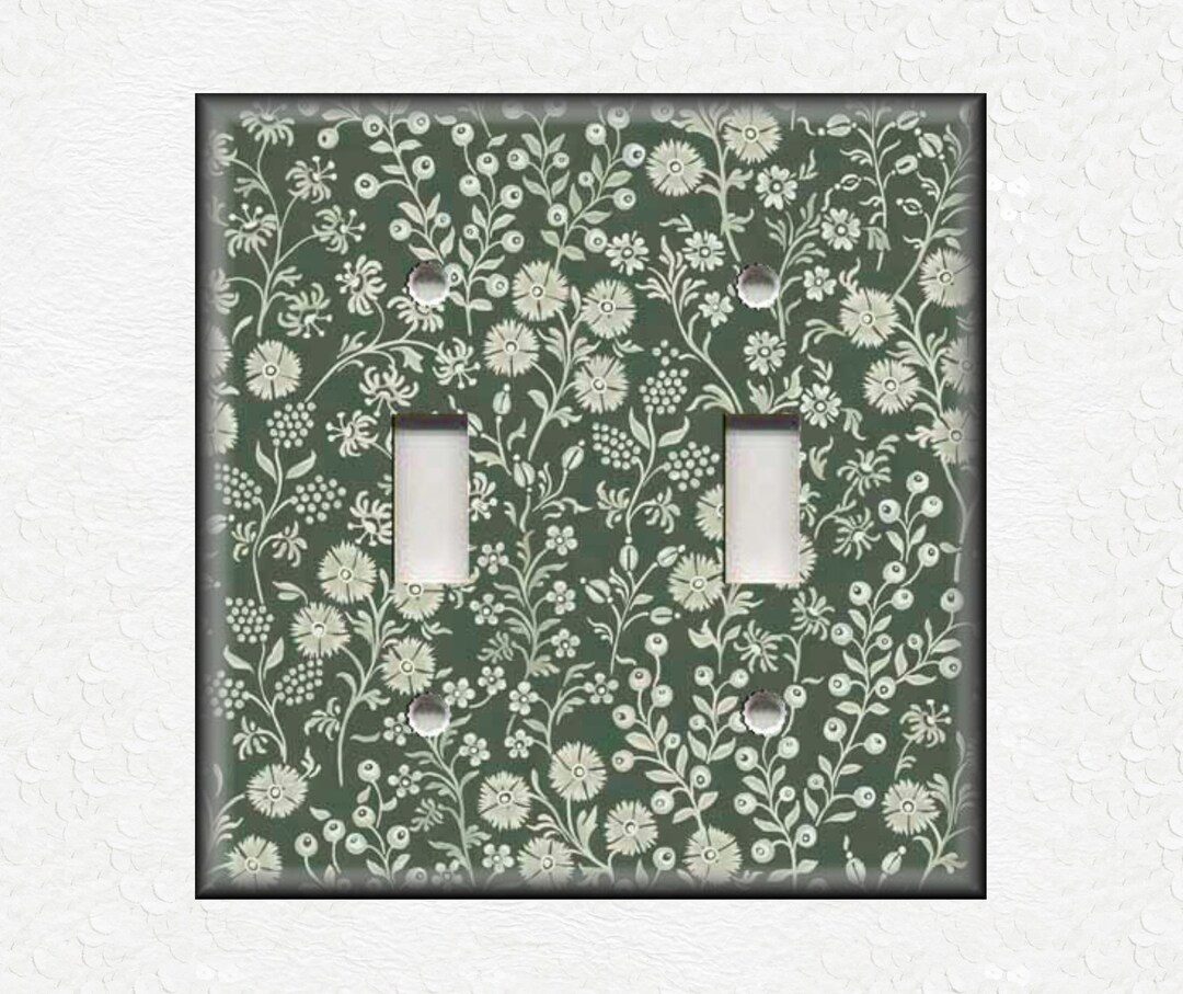 Antique Floral Design Dark Green Switch Plate Cover - Decorative ...