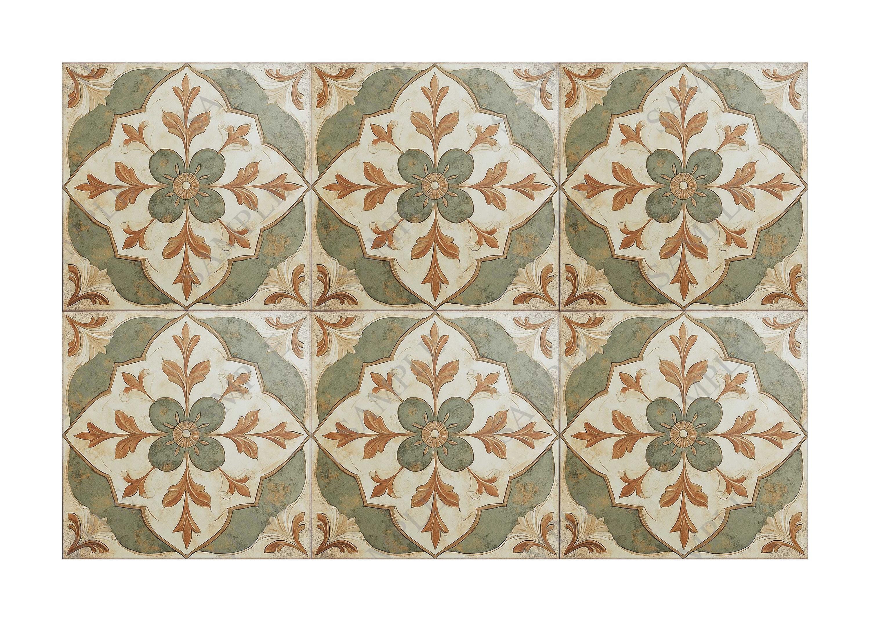 Sage Green Copper Ceramic Tile Vintage Aged Design Kitchen Backsplash ...