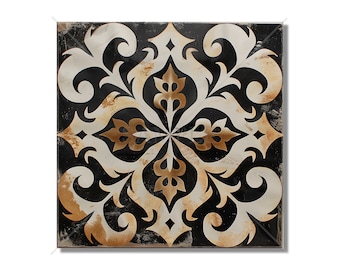 Rustic Black and off White Ceramic Tile - Patterned Ceramic Tile ...