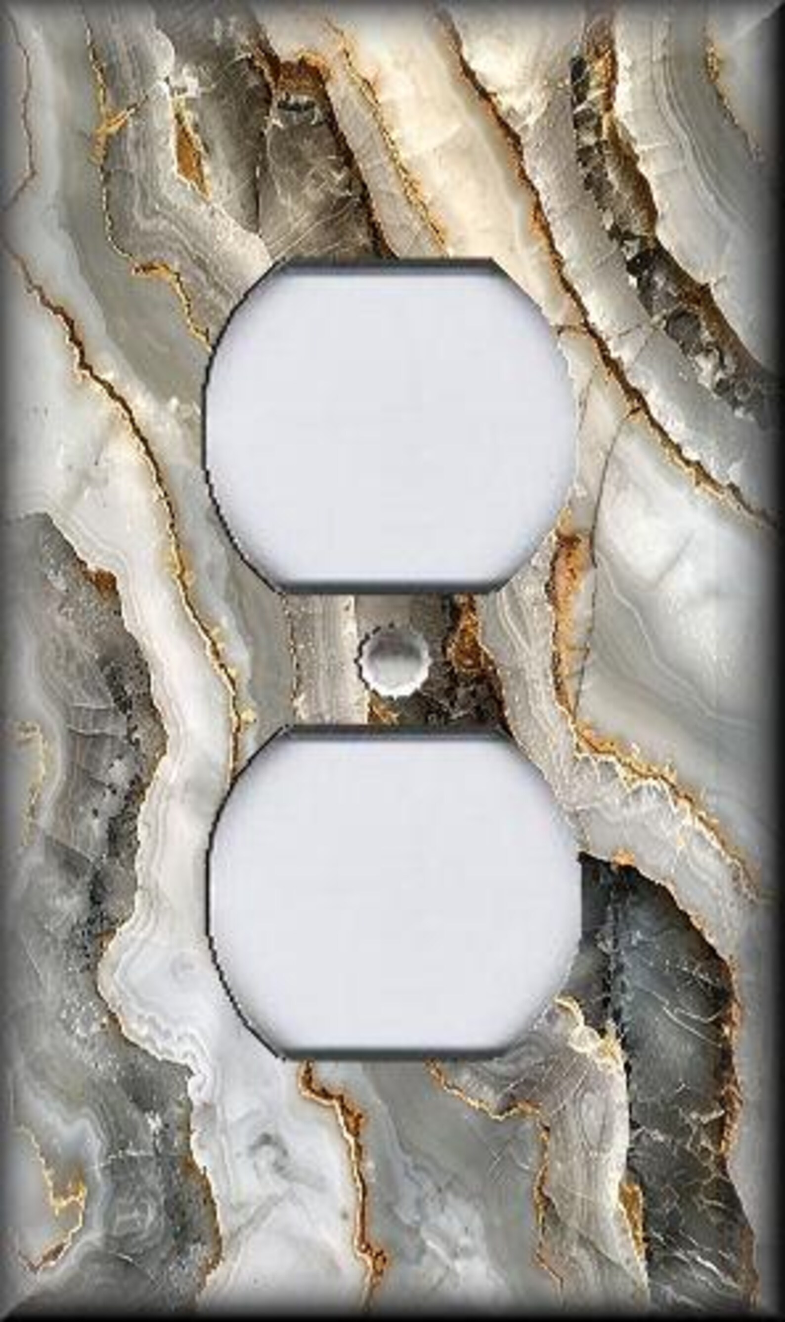 Grey White Quartz Marble Design Metal Light Switch Plate Covers ...